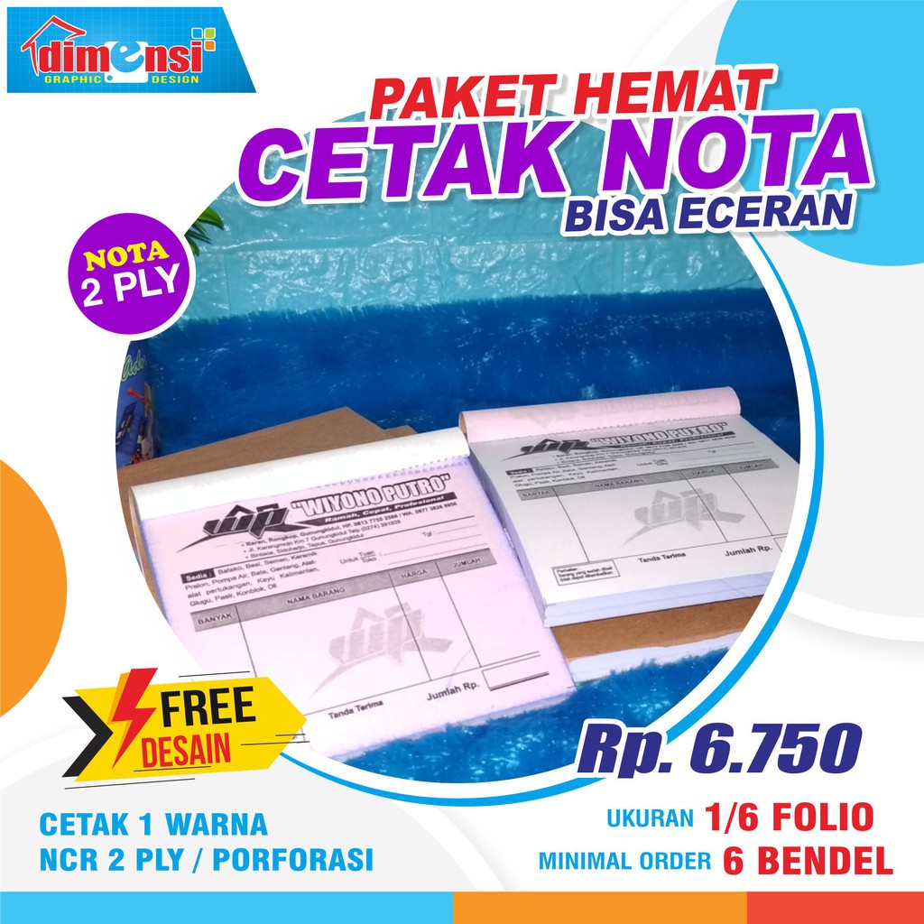 Jual (MINIMAL 6 BENDEL) Nota Bon 2 Ply / Nota NCR Rangkap 2 / Ukuran 1/ ...