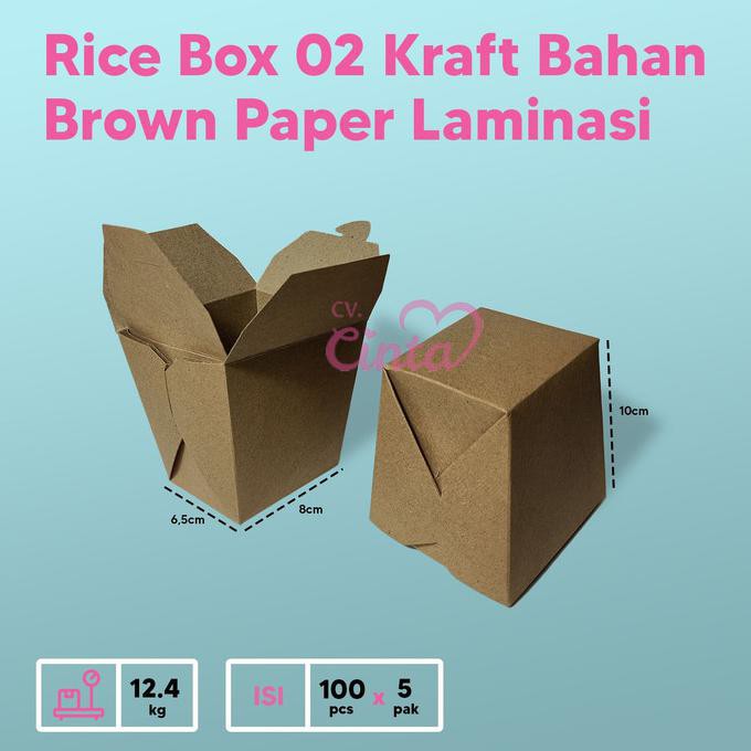 Jual Harga!! Paper Rice Box Kraft Size M / Dus Ricebox Kotak Nasi ...