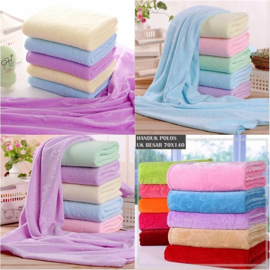 Jual New - Handuk Mandi Microfiber polos 70x140cm handuk anak & dewasa ...