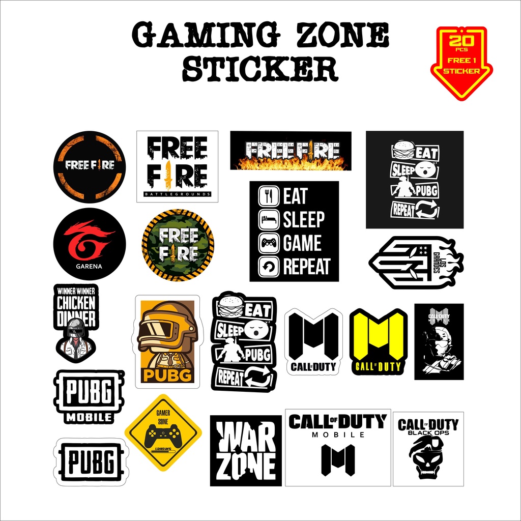Jual Stiker Brand Sticker Paket isi 20pcs Gaming Zone Waterproof High ...