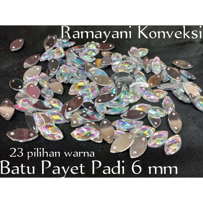 Jual 144 biji Batu Payet Padi Pelangi ukuran 6 mm x 12 mm | Shopee ...