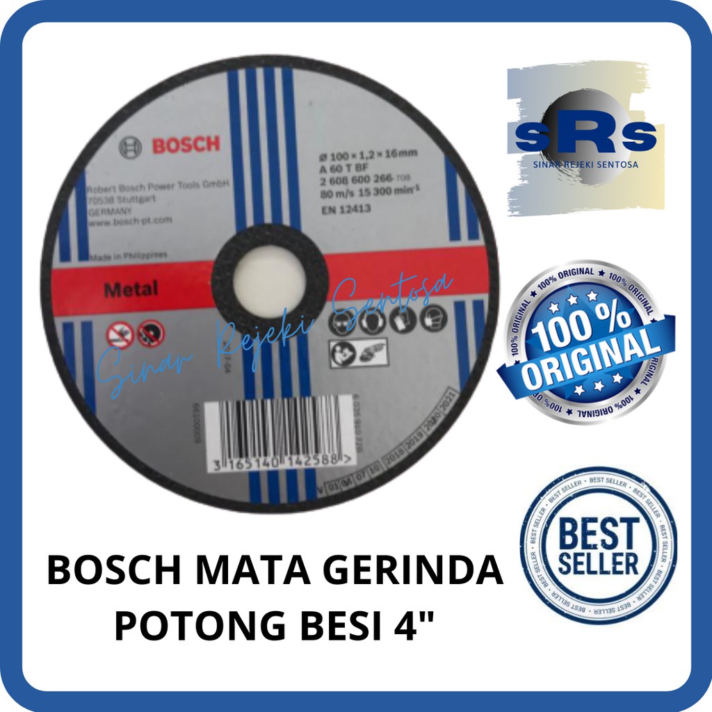 Jual BOSCH MATA GERINDA/BATU POTONG BESI/CUTTING WHEEL 4 INCH | Shopee Indonesia
