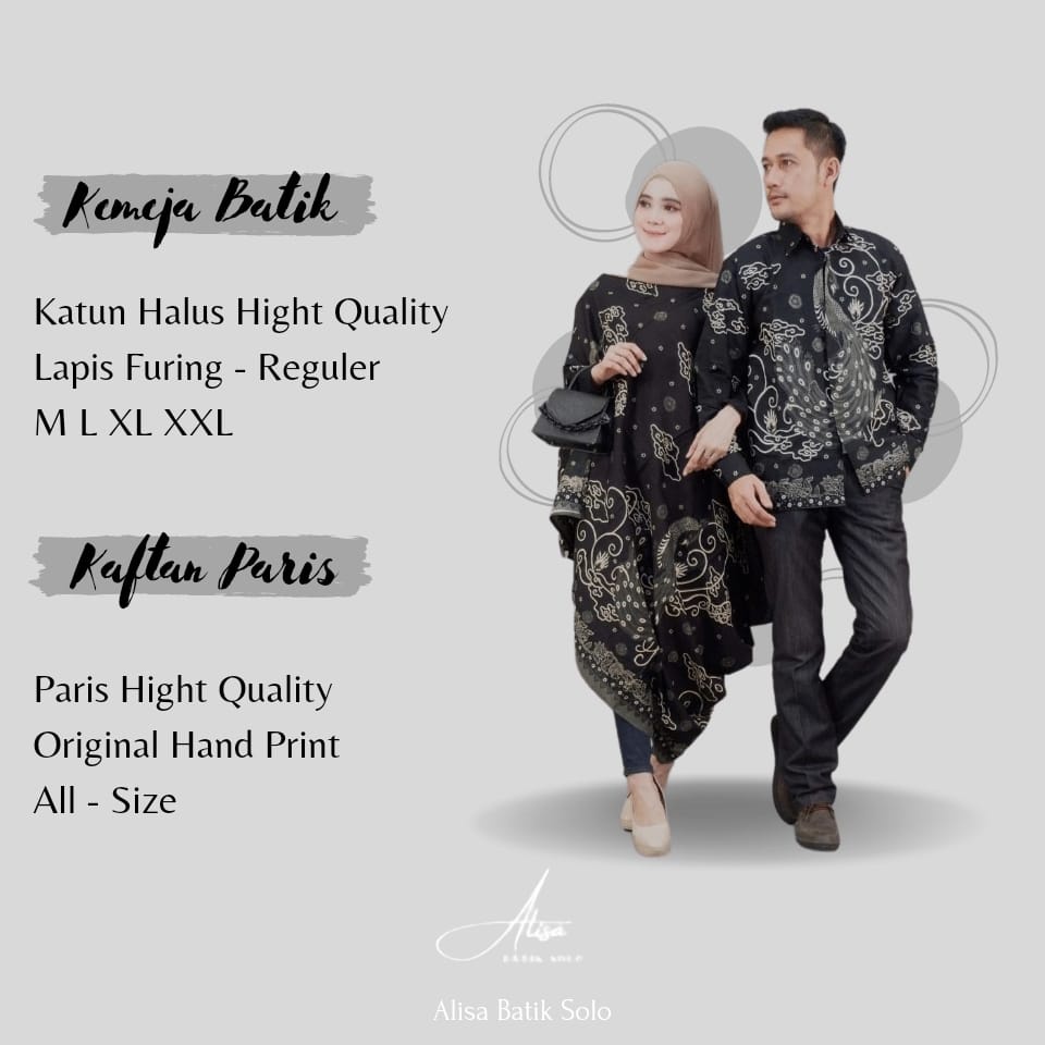 Jual Merak Abu Couple Kaftan Dan Kemeja Batik Lengan Panjang Premium ...