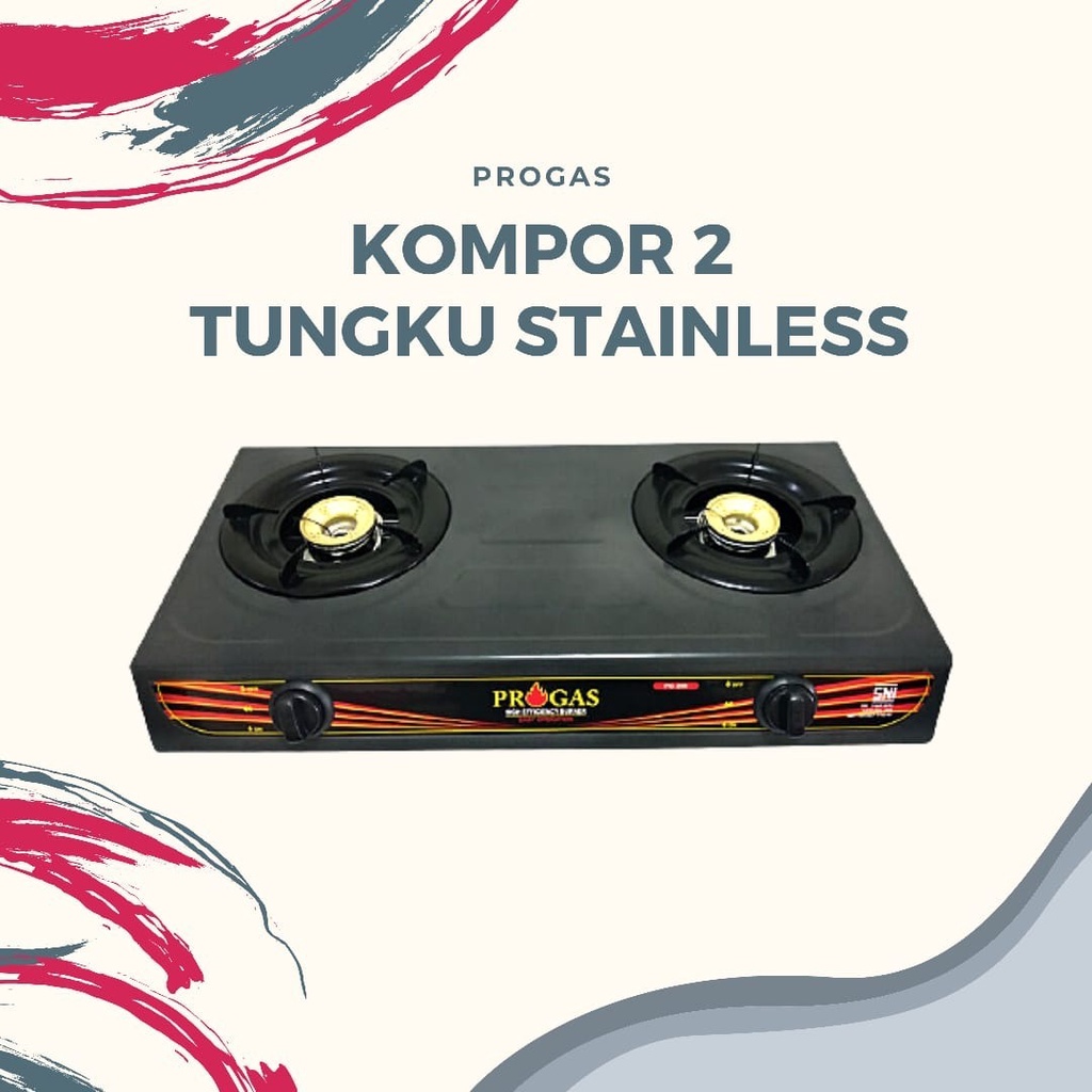 Jual Kompor Progas 2 Tungku Kaleng Api Stainless Steel | Shopee Indonesia