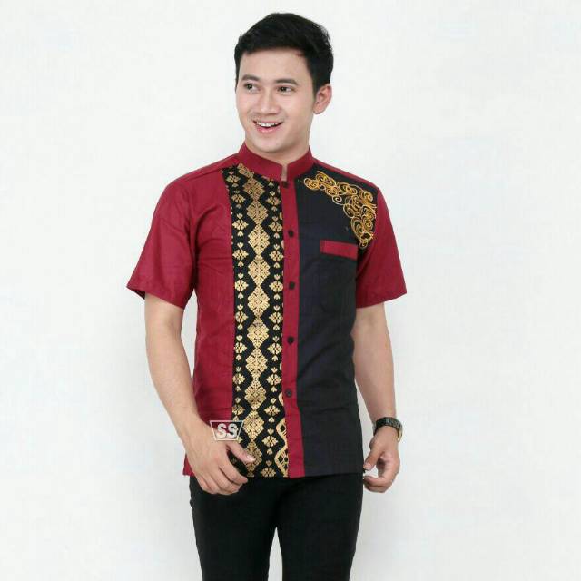 Jual Baju batik pria hem kolo btik kombinasi Batik Pekalongan seragam ...