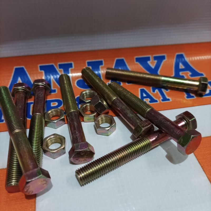 Jual Baut Mur Kuning M10x80 (minimal beli 10 pcs) | Shopee Indonesia