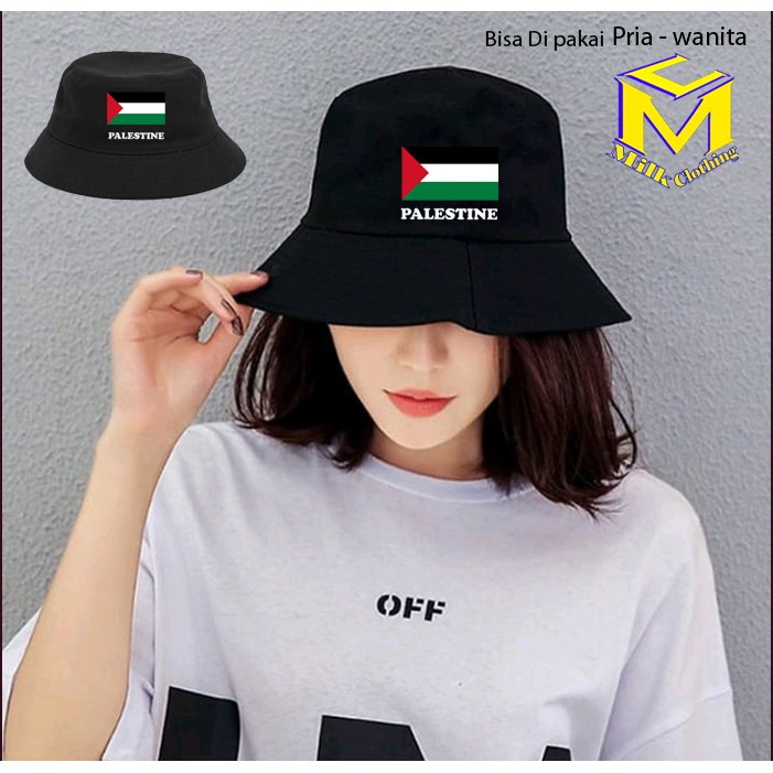 Jual BUCKET HAT TOPI PALESTINE - MILK CLOTHING | Shopee Indonesia