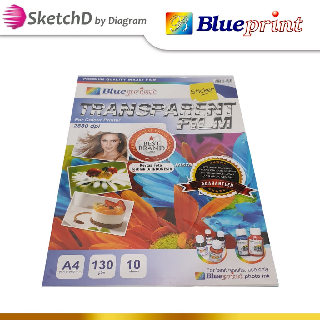 Jual Kertas Stiker Transparan A4 130 Blueprint Transparant Sticker 10 ...