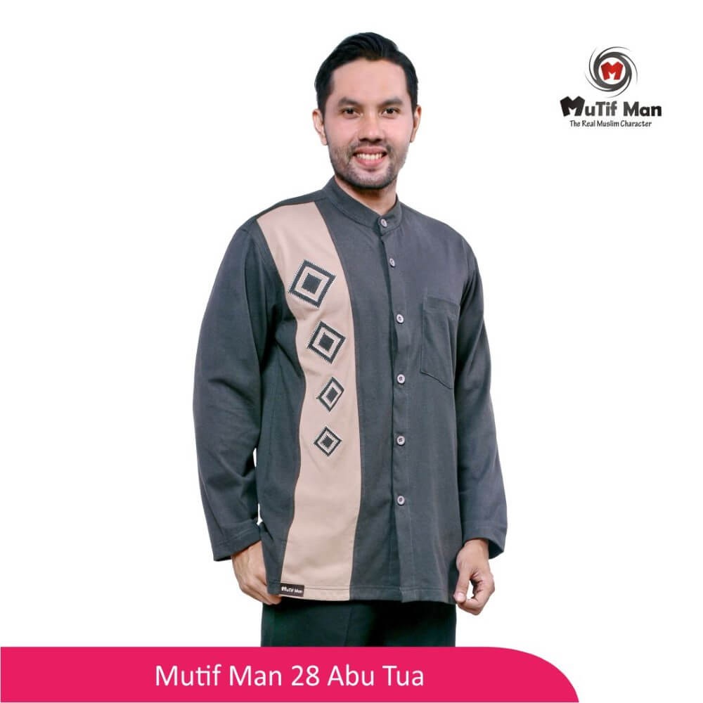 Jual Baju Koko Mutif MTIF - MM0028A Abu Tua - Coklat Susu | Shopee ...