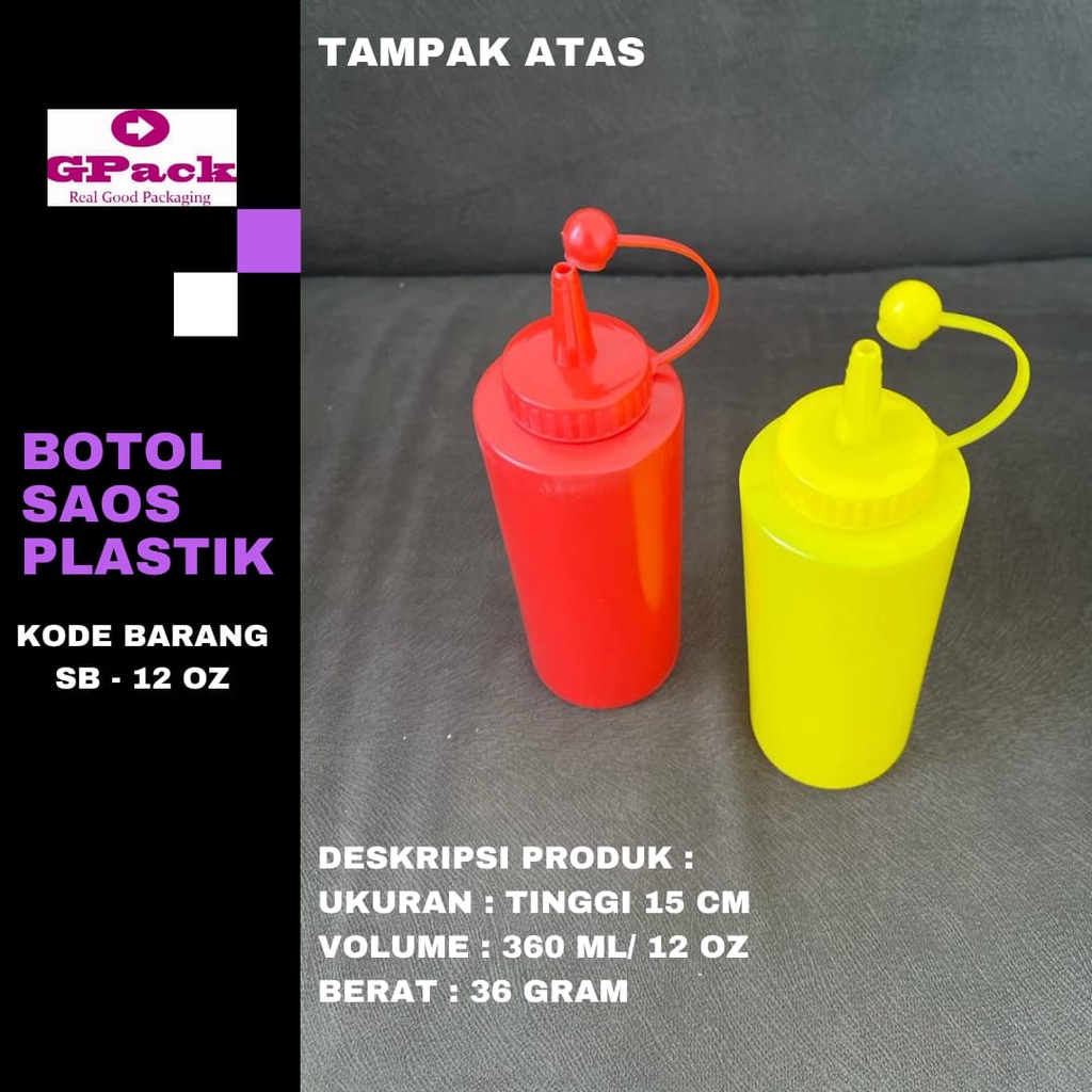 Jual BOTOL SAOS PLASTIK 360 ML/ BOTOL SAOS 12 OZ / FOOD CONTAINER SB 12 ...
