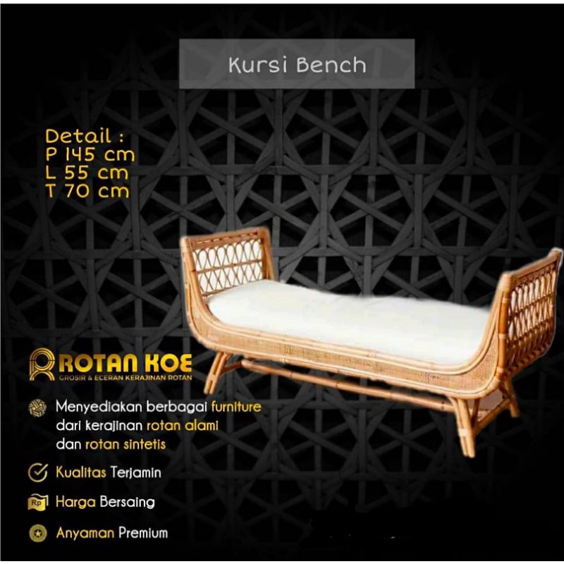 Jual Sofa Bench Rotan alami 3 Seater / Kursi Ruang Tamu 3 seater ...