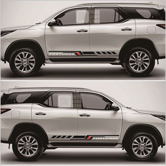 Jual cutting sticker mobil fortuner striping simple stiker body samping ...