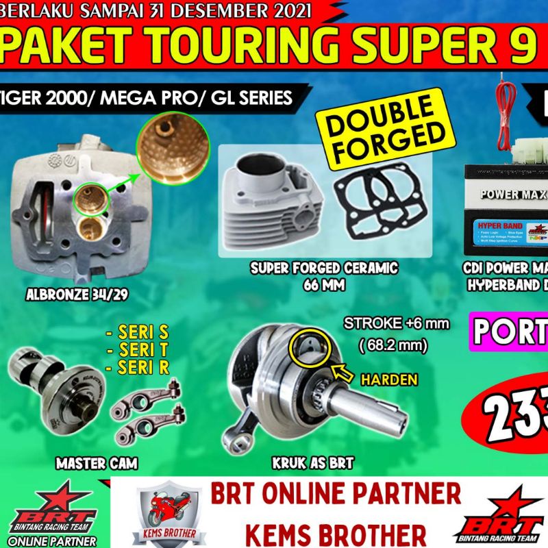 Jual PAKET BRT TIGER TOURING SUPER 9 BOREUP 233CC | Shopee Indonesia