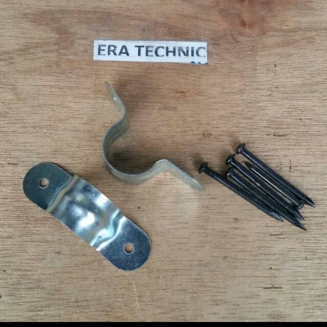 Jual Klem seng / klem besi / klem omega ukuran 1/2" lengkap paku beton ...