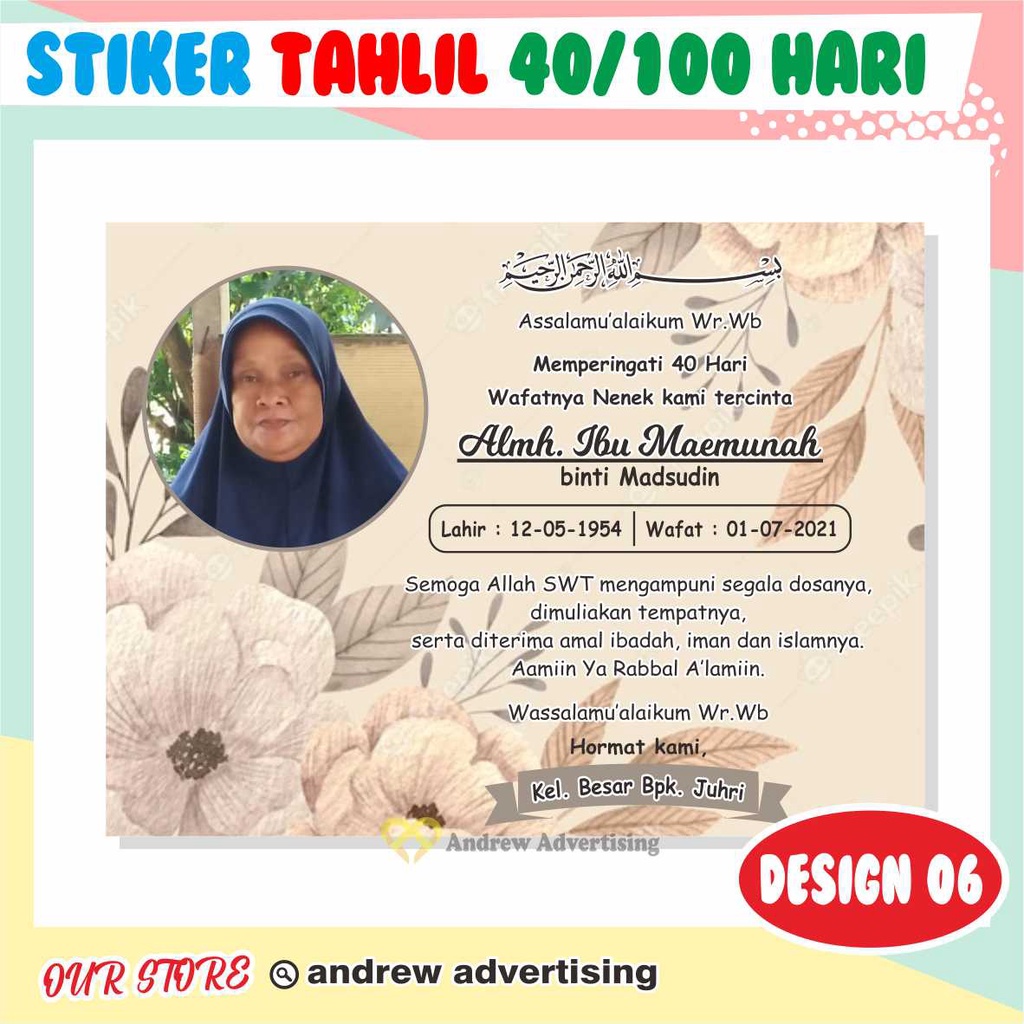 Jual STIKER TAHLIL 40 HARI / 100 HARI / 1 TAHUNAN | Shopee Indonesia