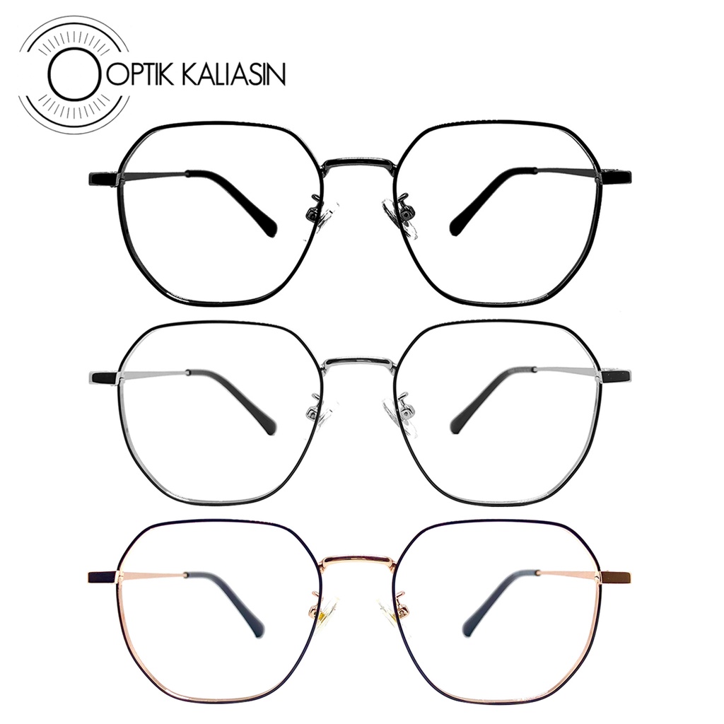 Jual OPTIK KALIASIN - Frame Kacamata pria wanita segi enam besi tipis minus plus anti radiasi ...