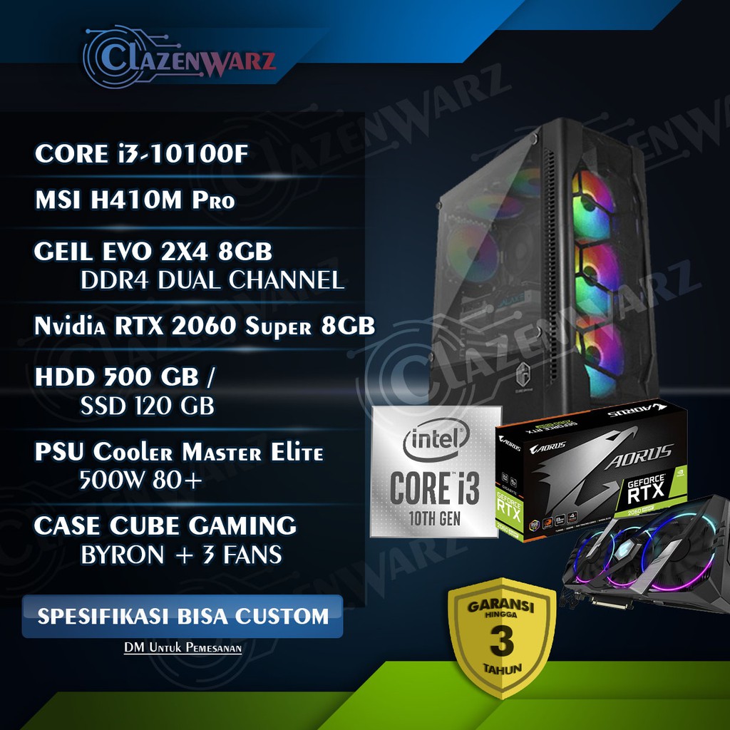 Jual PC Rakitan gaming Ultra dan editing i3 10100f ft RTX 2060 Super ...