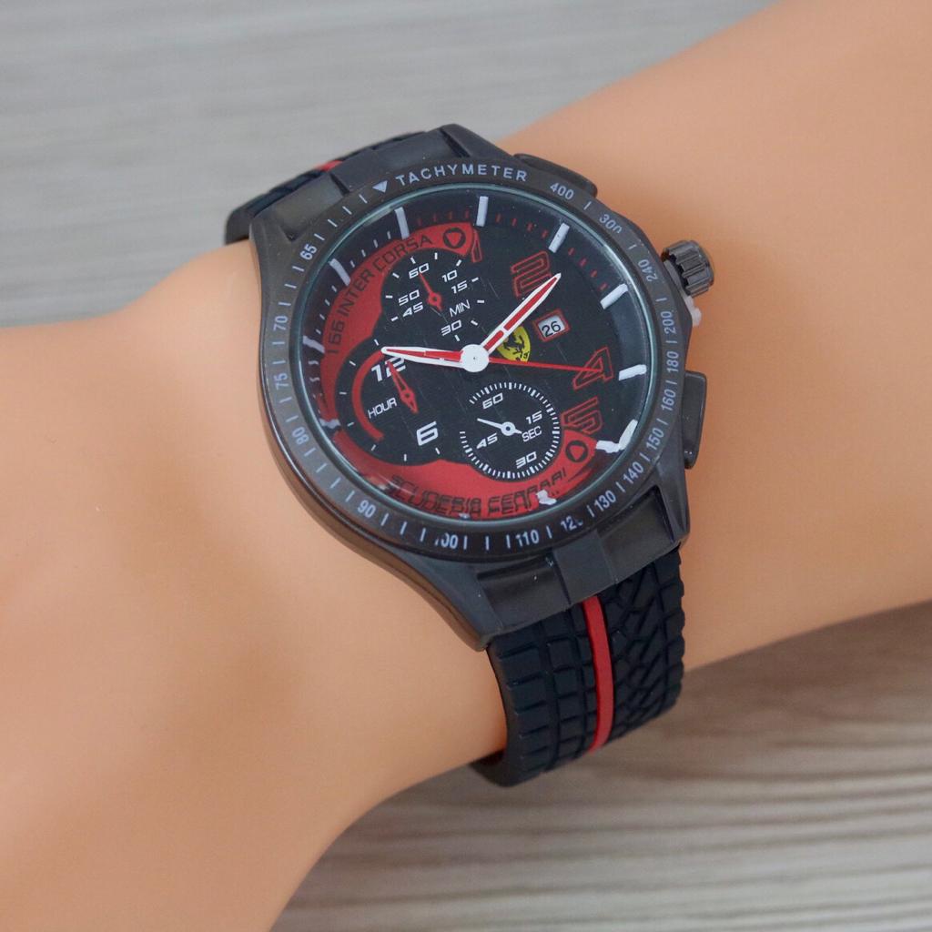 Jual BISA COD!!! JAM TANGAN SPORTY PRIA FERRARI TANGGAL AKTIF MODEL ...
