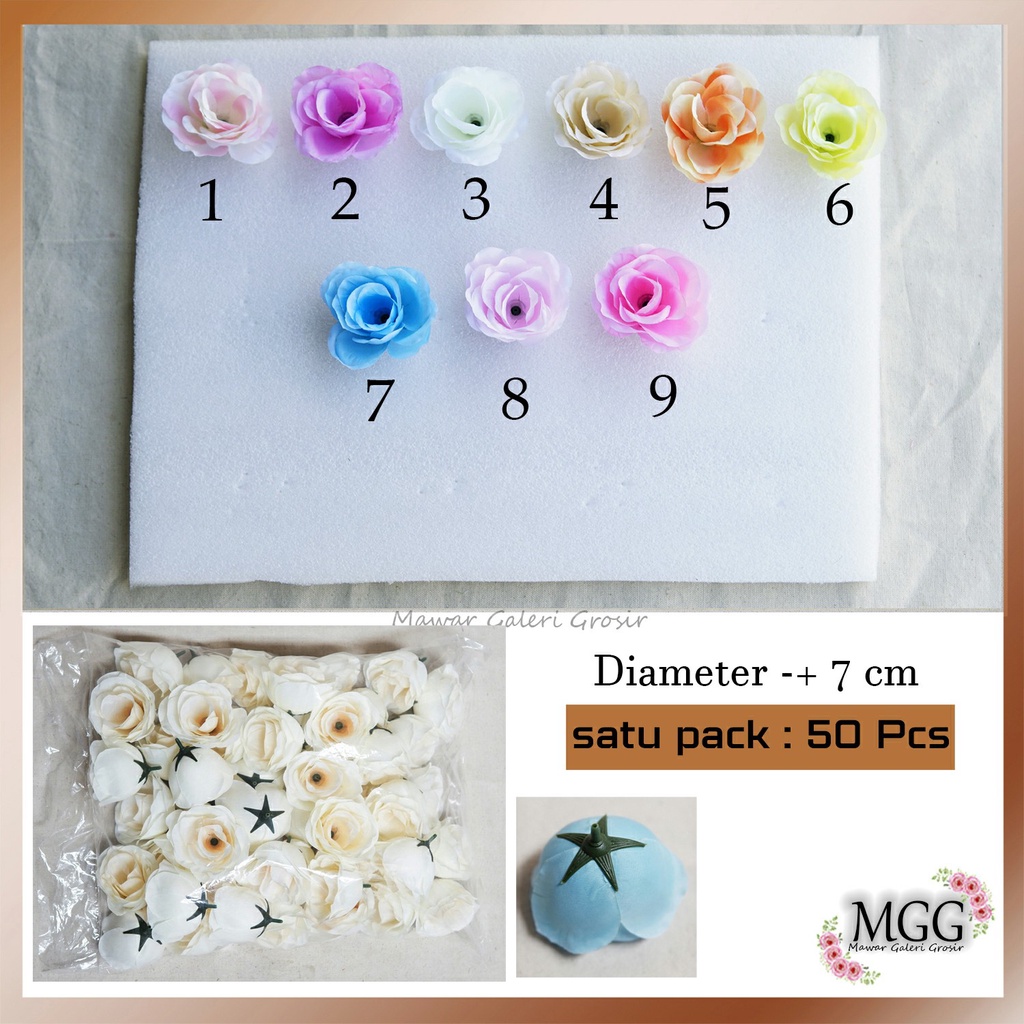 Jual Kuntum Bunga Rose Mangkok (1 Pack : 50 pcs) Bunga Artificial ...