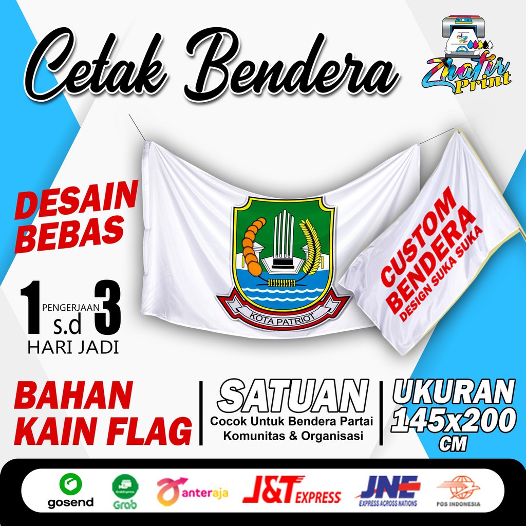 Jual Cetak Bendera Custom Flag Banner Satuan Uk.145x200 CM | Shopee ...