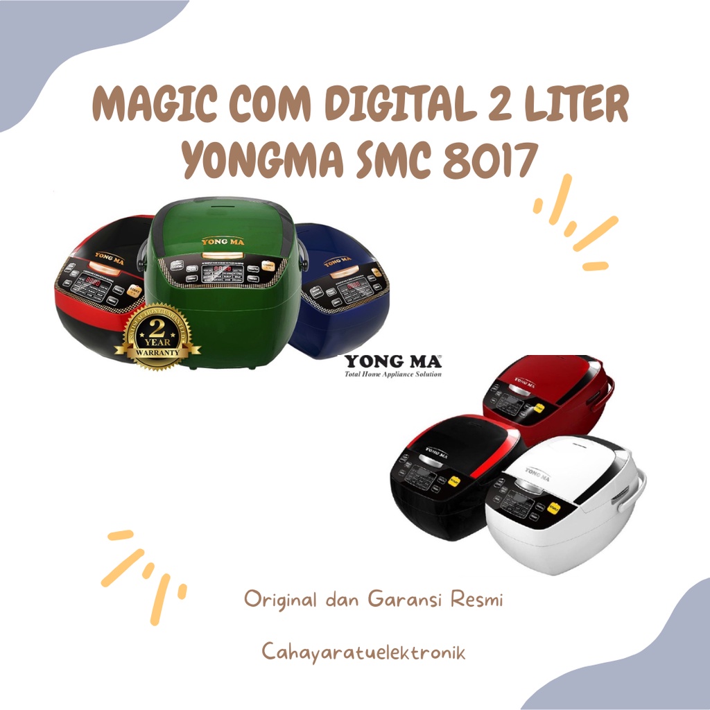 Jual MAGIC COM DIGITAL YONGMA SMC 8017 RICE COOKER 2 LITER PENANK NASI ...