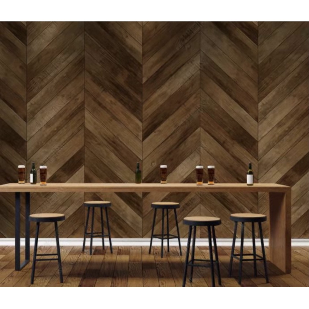 Jual Wallpaper Dinding Ukuran 45 Cm X 10 M Motif Kayu Siku Coklat