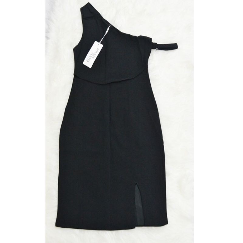 Jual TERUSAN MINI DRESS HITAM ONE SHOULDER IMPORT | Shopee Indonesia