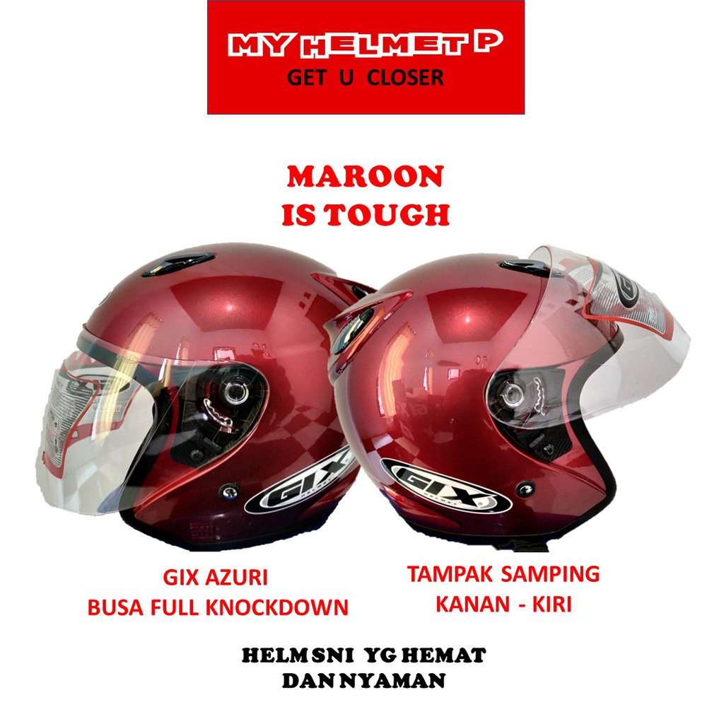 Jual HELM HALF FACE SHELL AZURI POLOS FULL KNOCKDOWN | Shopee Indonesia