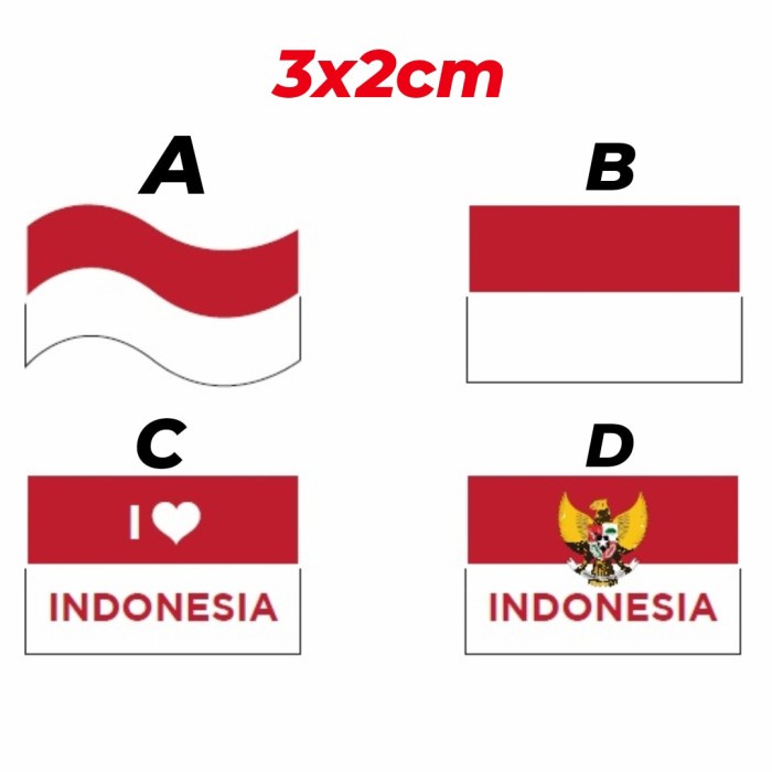 Jual TERLARIS Sticker pipi bendera merah putih / bendera indonesia - B ...
