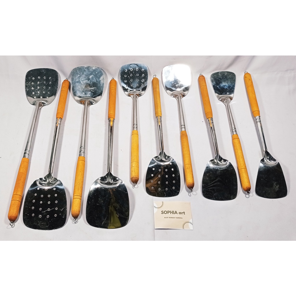 Jual sutil tebal gagang kayu sotil sotel sodet codet spatula stainless ...