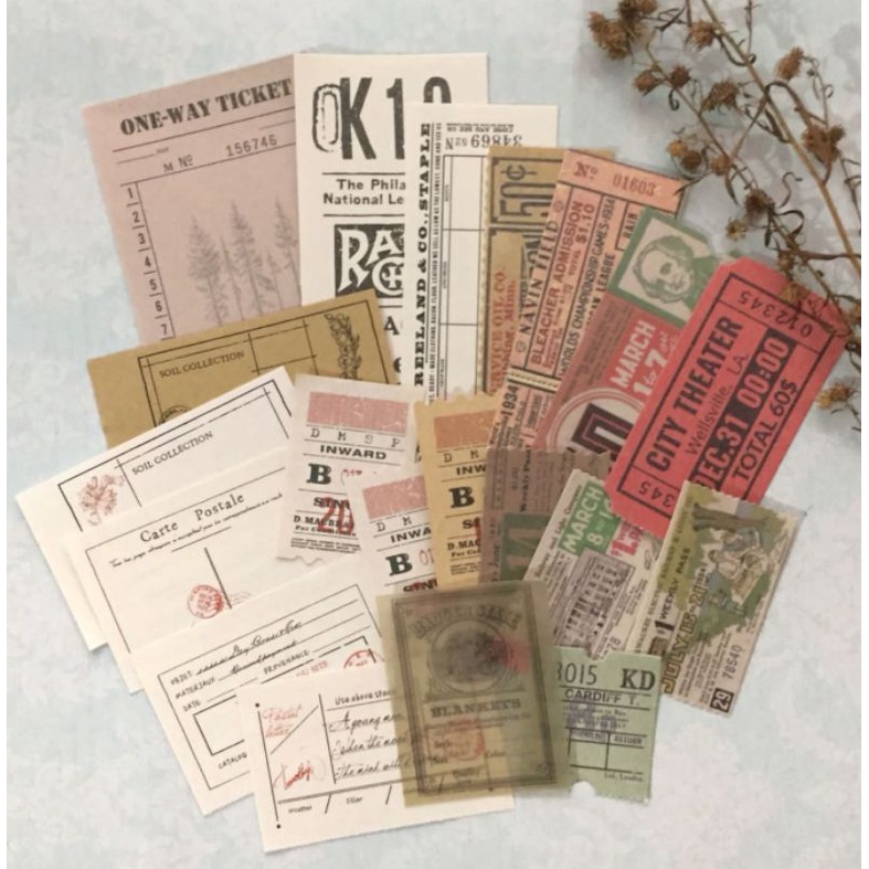 Jual Journal Scrapbook Kit - Journaling Ticket Vintage Memo Pad 20pcs ...