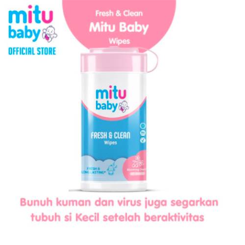 Jual Mitu Baby Wipes Fresh & Clean Pink Bottle 60's x 2 | Shopee Indonesia