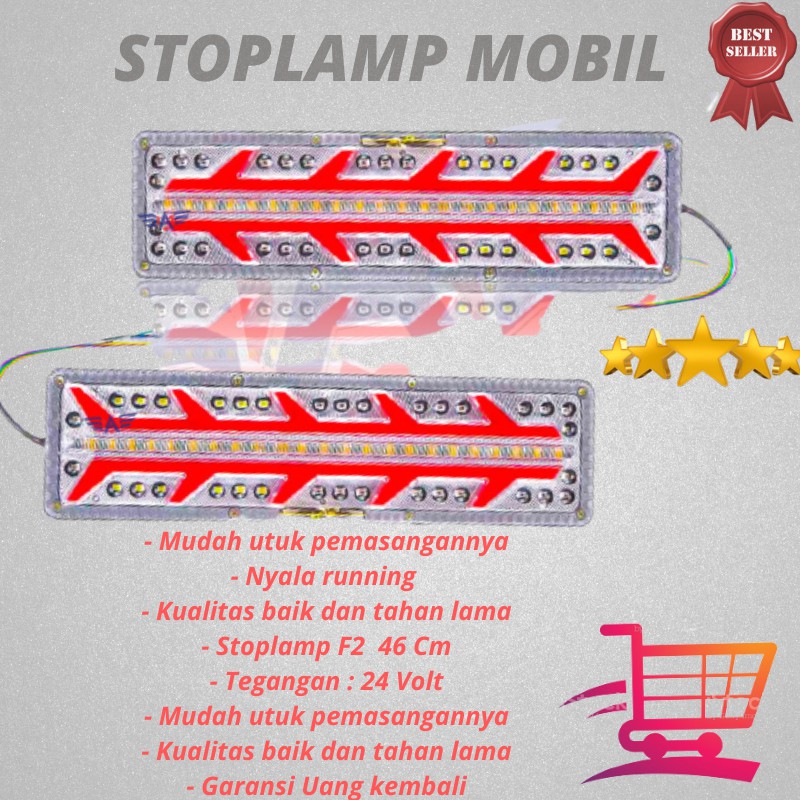 Jual Lampu Variasi LED Stop Lamp Mobil Truk F2 Voltase 24 Volt 46 Cm ...