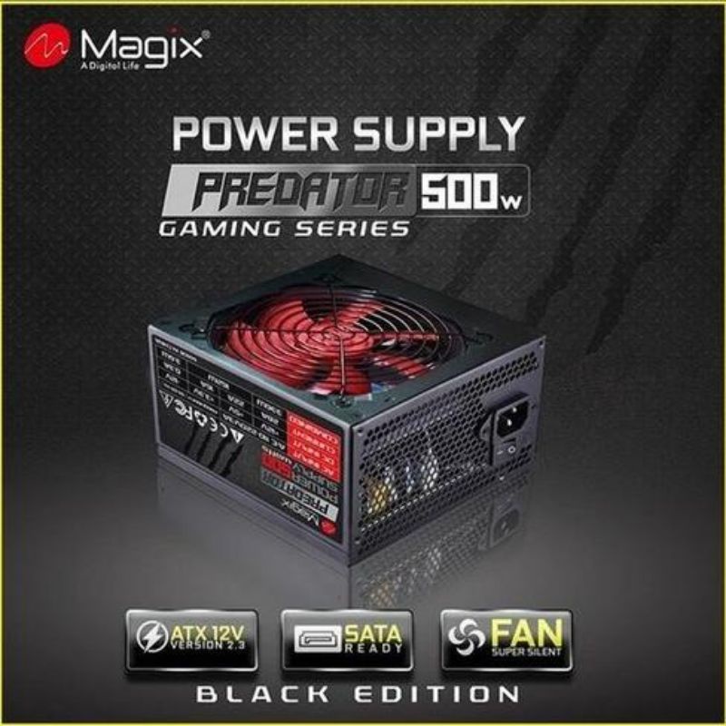 Jual Power Supply Magix 500 watt / Bionic / Advance ORIGINAL GAMING SERIES BLACK EDITION ...