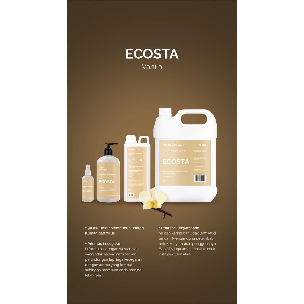 Jual Hand Sanitizer ECOSTA 70% Alkohol Kemenkes RI PKD - 500ML | Shopee ...