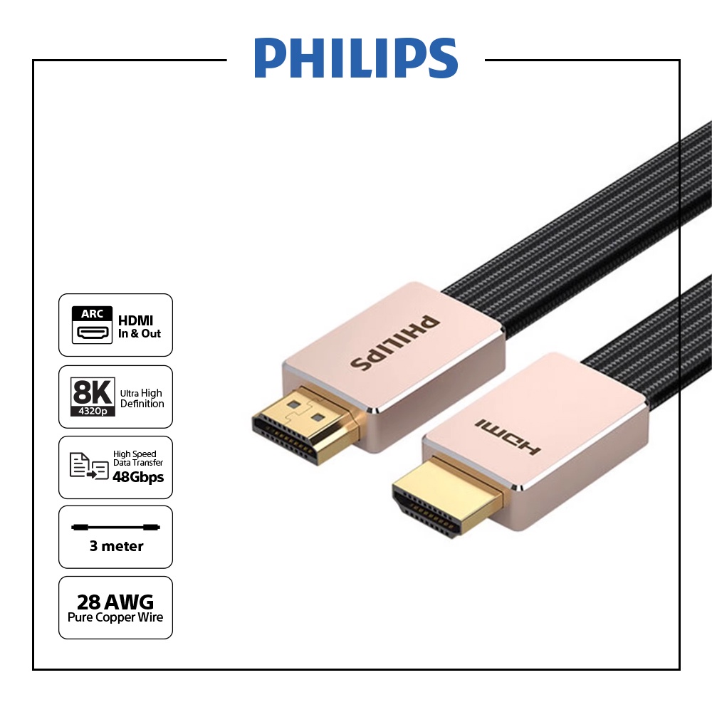 Jual Philips HDMI Cable SWV9030 8K 60Hz Ultra HD with Dynamic HDR SWV ...