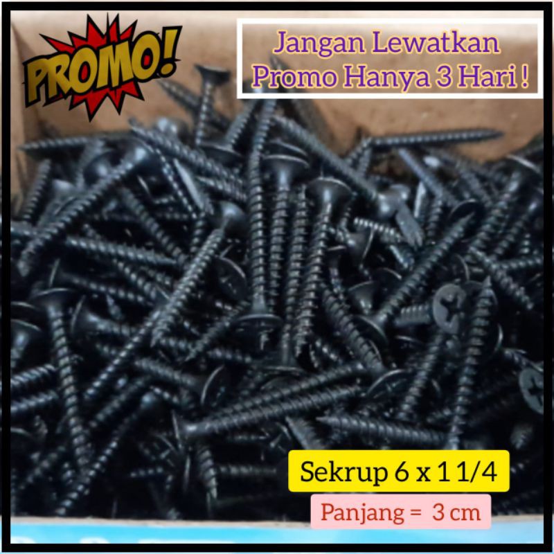 Jual Skrup Sekrup Gypsum Ukuran 1 1/4 inch (3 cm) untuk pasang Gypsum / Drywall Screw / Baut ...