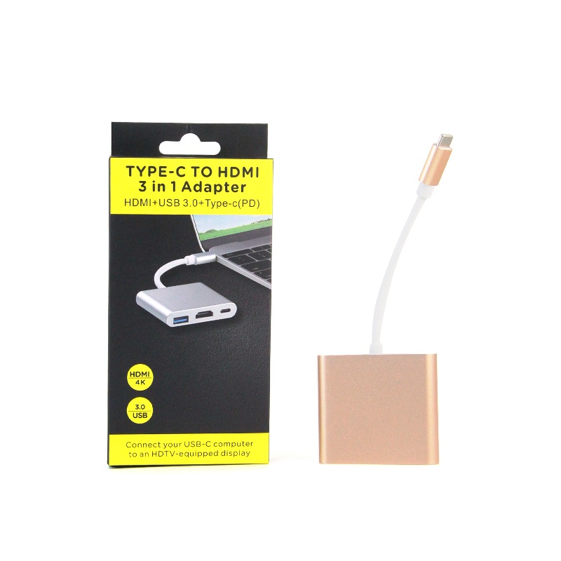 Jual Converter Konektor USB Type C to 3 in 1 HDMI Converter USB 3.0 ...
