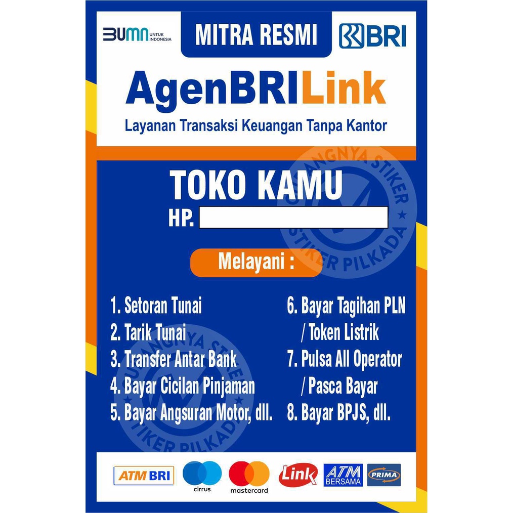 Jual STIKER VINYL AGEN BRILINK MODEL 2 (CUSTOM, NAMA AGEN TULIS DI CHAT ...