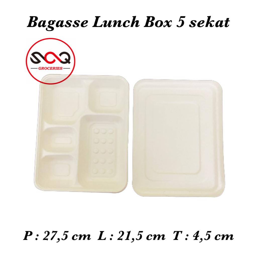 Jual Bagasse Kotak Makan Sekat 5 Lunch Box Serat Tebu | Shopee Indonesia