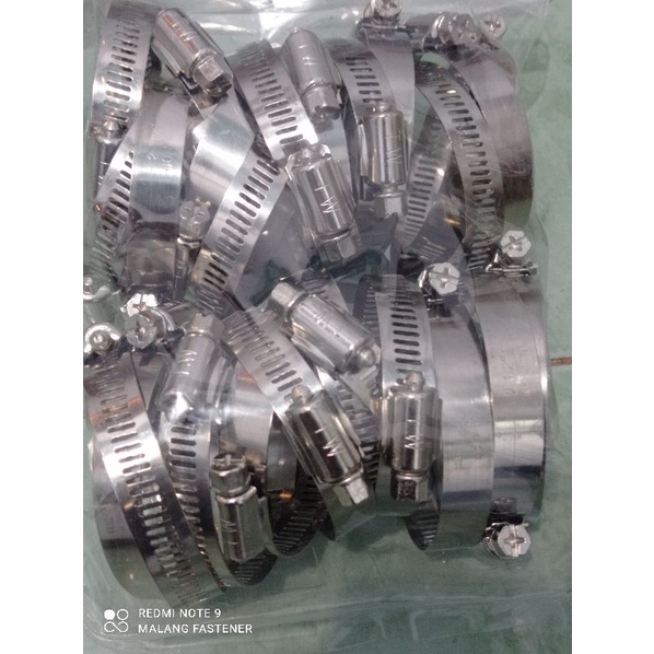 Jual hose clamp selang 2 1/2 dim / klem stainles 2 1/2dim anti karat ...