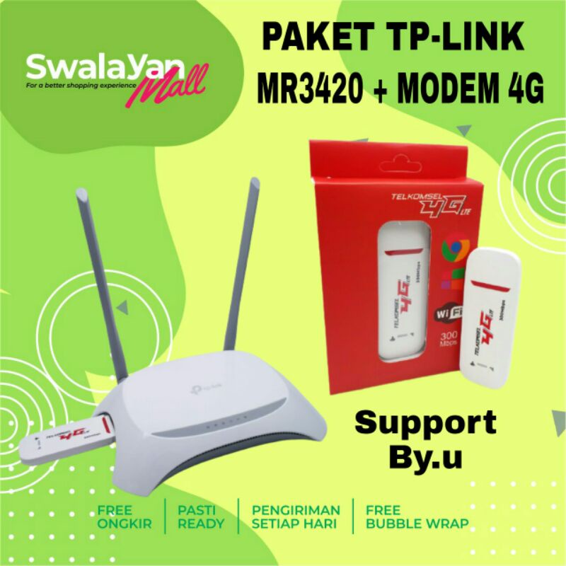 Jual Paket TP LINK MR3420 & Modem Wingle 4G LTE Unlock All GSM 1800mhz ...