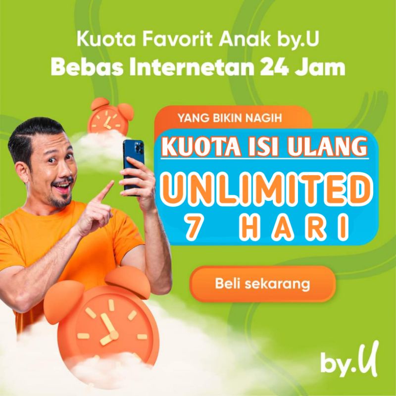 Jual Paket kuota isi ulang kartu byu unlimited 7 hari seminggu ...