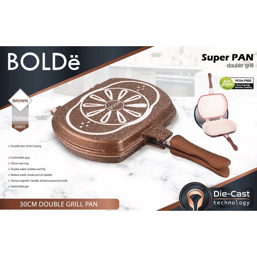 Jual BOLDe Super PAN Granite 30 cm Double Grill PAN | Shopee Indonesia