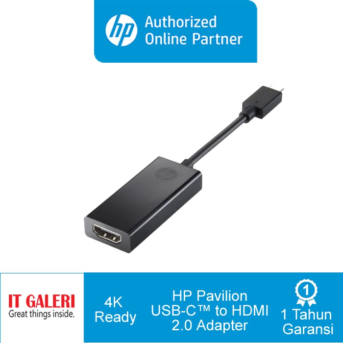 Jual HP Pavilion USB-C™ to HDMI 2.0 Adapter (2PC54AA) | Shopee Indonesia