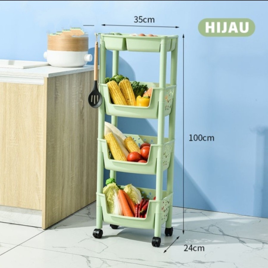 Jual Rak Sayur dan Buah 4 Tingkat Polos Multifungsi Corak / Wadah ...