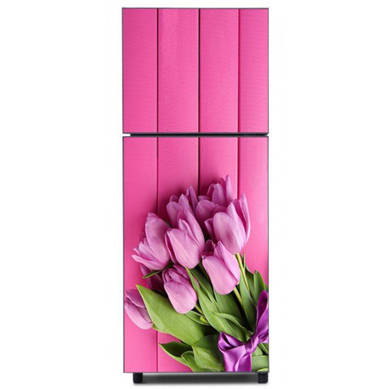 Jual sticker kulkas 2 pintu motif BUNGA TULIP PINK | Shopee Indonesia