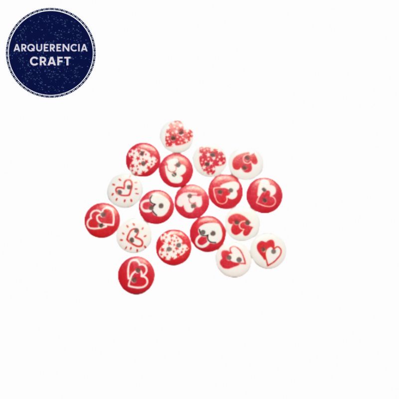 Jual 10 Pcs Kancing Kayu Hias Motif Love Merah Putih | Kancing ...