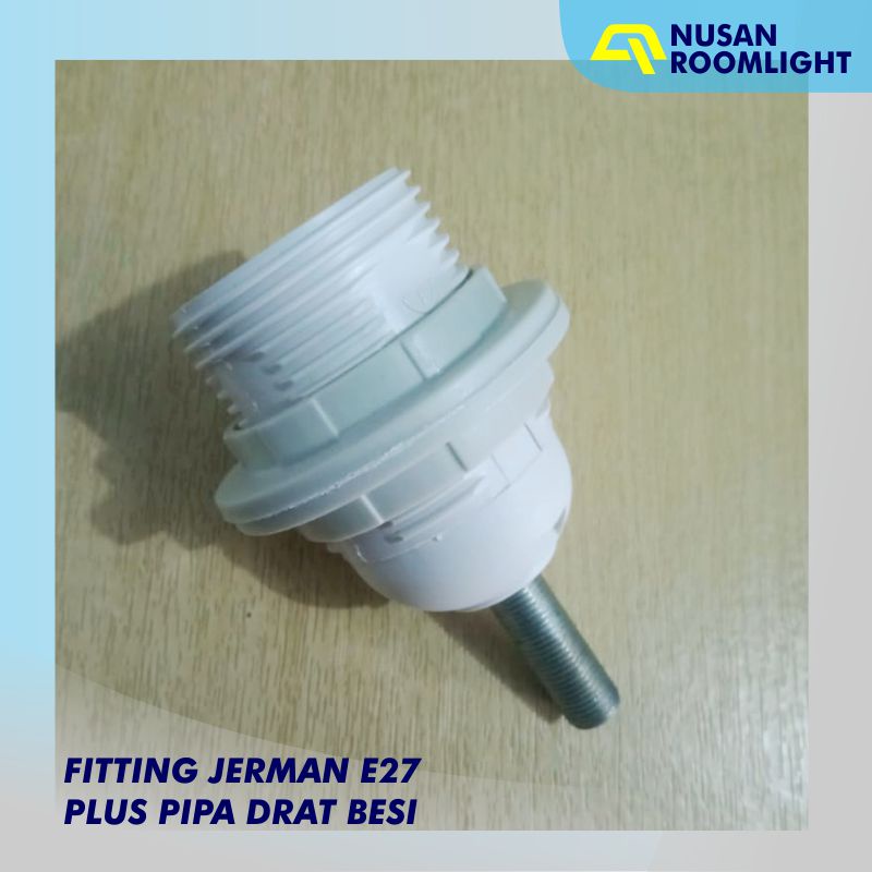 Jual Fitting Jerman / German E27 Plus Pipa Drat Besi untuk Kap lampu gantung atau lampu meja ...