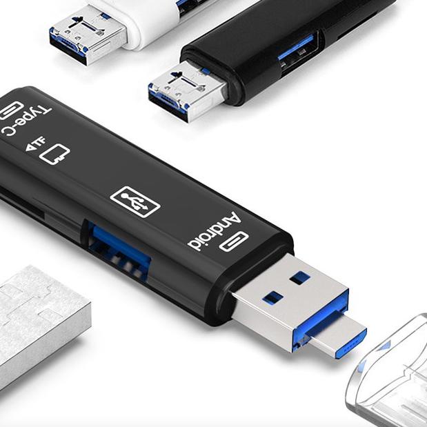 Jual OTG 5 In 1 USB 2.0 Type C Micro USB OTG HUB Micro SD/TF Memory ...